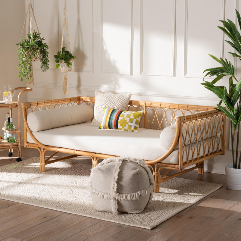 Bayou Breeze Davida Modern Bohemian Rattan Daybed Reviews Wayfair